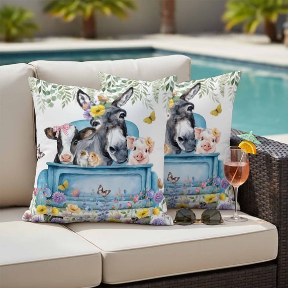 Animals Flowers Outdoor Pillow Covers 24x24 Inch Throw Pillow Covers ...