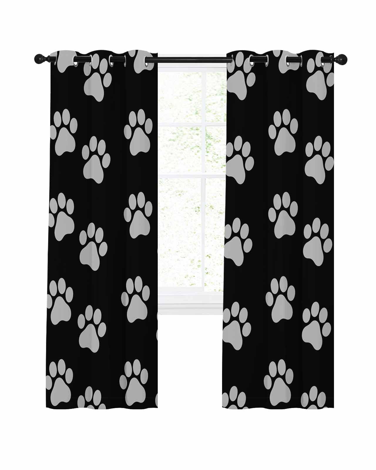 Animals Footprints Blackout Curtains 84 Inch Length Dogs Paws Pattern ...