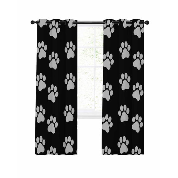 Animals Footprints Blackout Curtains 84 Inch Length Dogs Paws Pattern ...