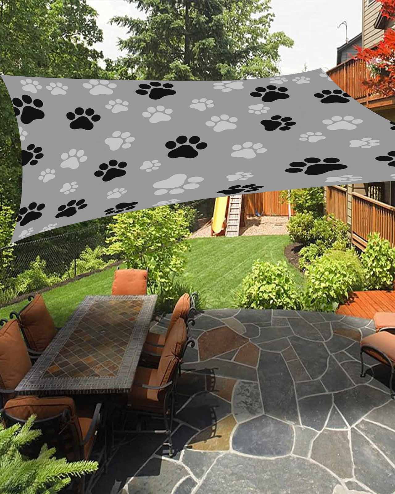 Animals Footprints Sun Shade Sail 6.5'X10' Black Dogs Paws Pattern Gray ...