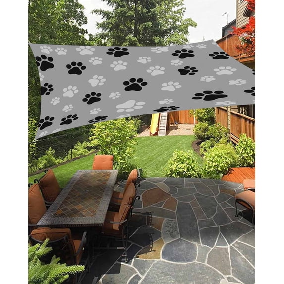 Animals Footprints Sun Shade Sail 6.5'X10' Black Dogs Paws Pattern Gray ...