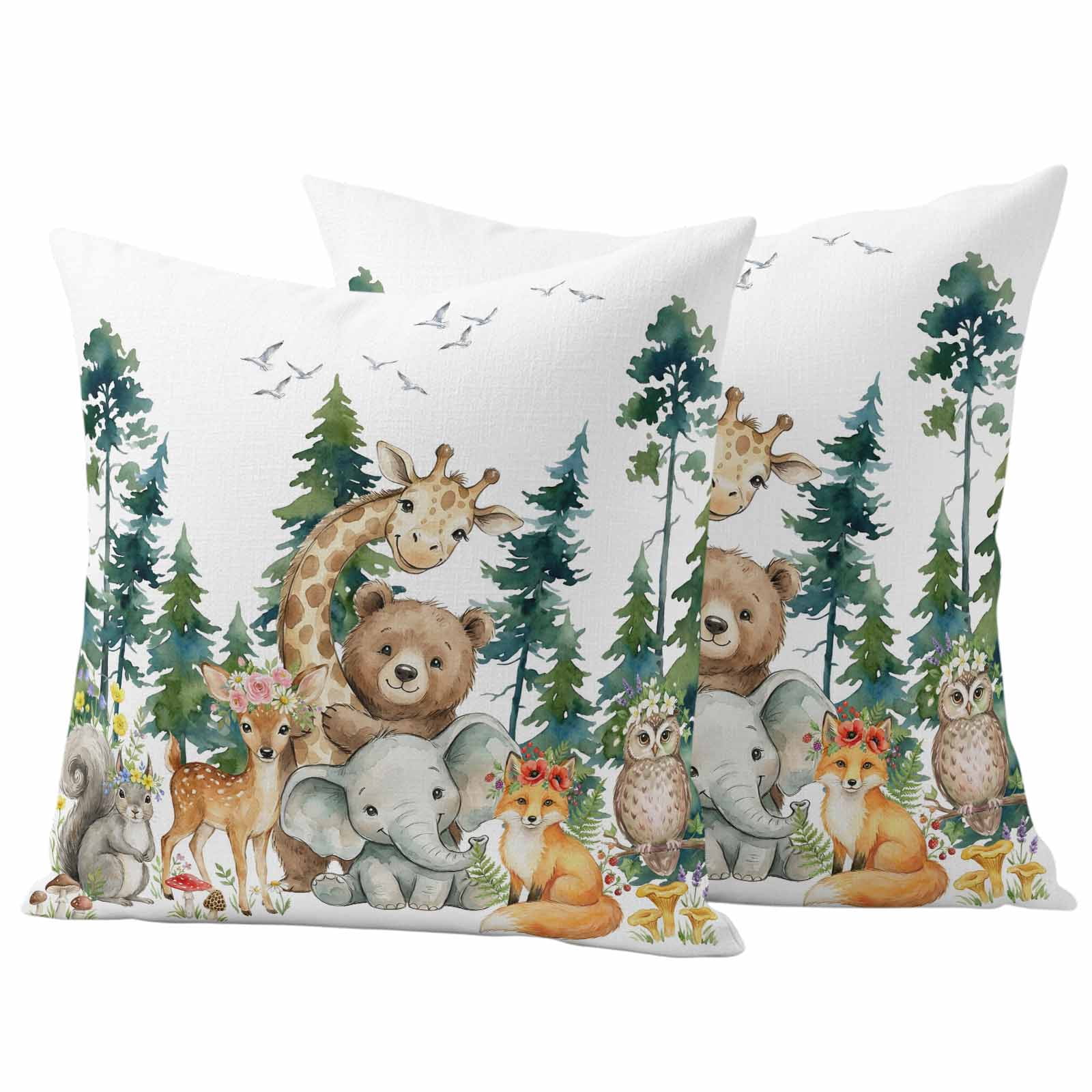 Animals Forest Outdoor Waterproof Pillow Covers, Watercolor Summer ...