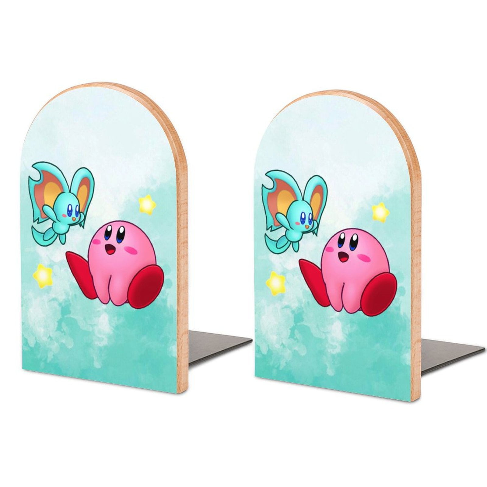Animals Game Kirby Bookends Wood Book Divider Decor Shelves Non-Skid ...