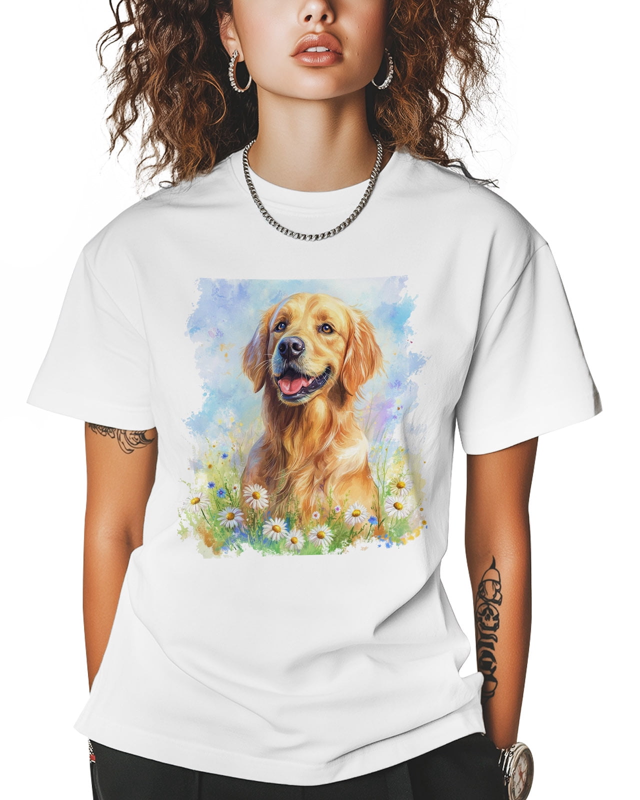 Animals Golden T Shirts for Women Short Sleeve Cotton Crewneck T-Shirt ...