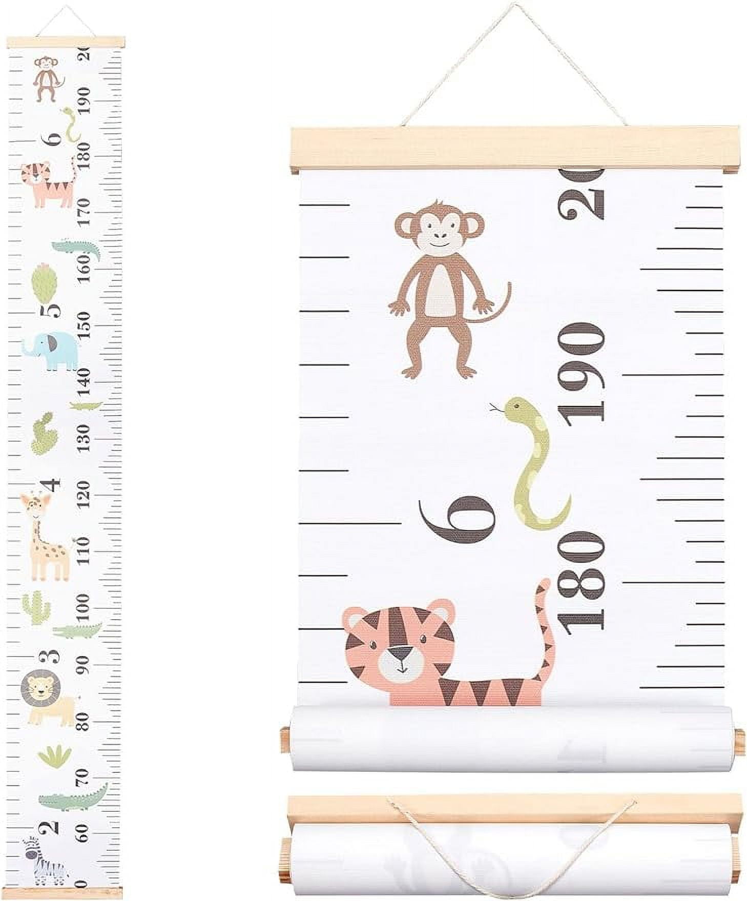 Animals Growth Chart Fabric Canvas Height Measurement Ruler Wood Frame ...