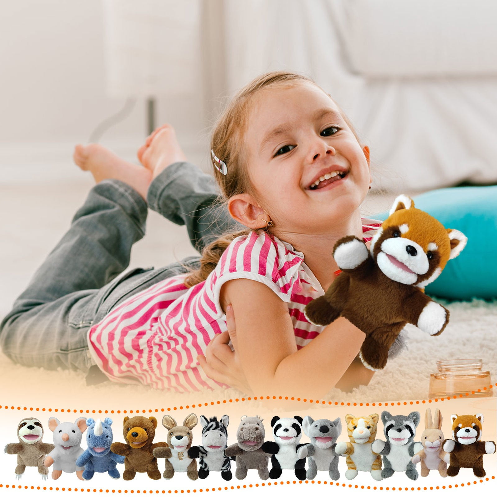 Animals Hand Puppet Toys Family Interactive Hand Puppet Doll Mouth ...