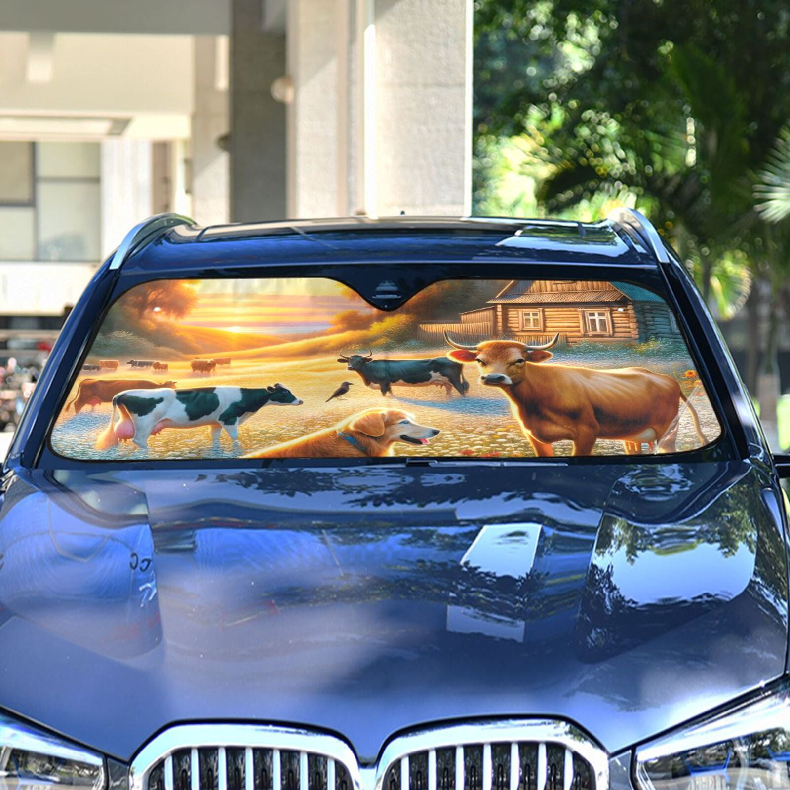 Animals House Flowers Dog Cows Automotive Front Car Windshield Sun ...