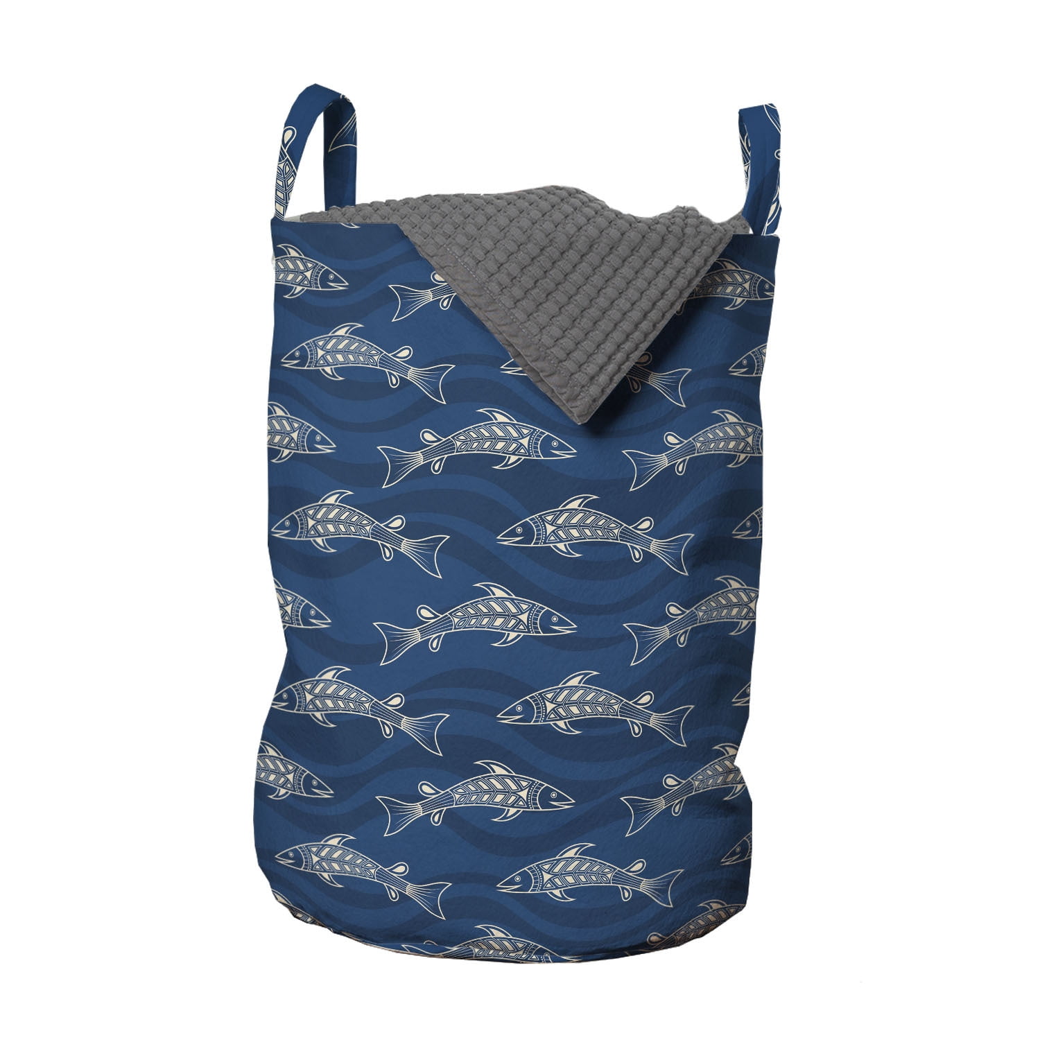 Animals Laundry Bag, Ocean Theme Nautical Patterns with Fish ...