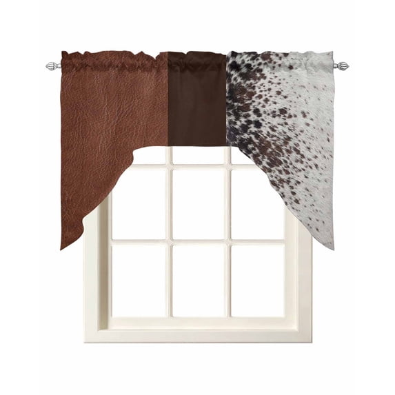 Animals Leather Texture Kitchen Swag Valances for Windows, Country Dots ...