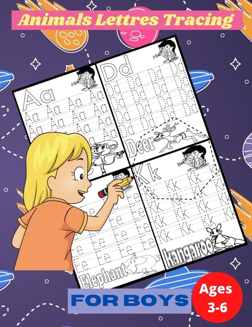 Animals Lettres Tracing For Boys Ages 3-6: Alphabet Handwriting tracing ...