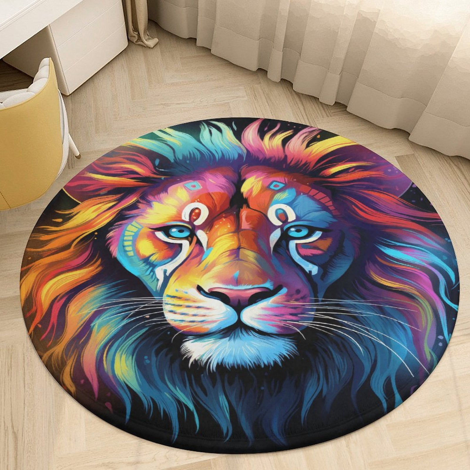 Animals Lion Tiger Round Area Rugs for Bedroom Living Room, 5FT Soft ...
