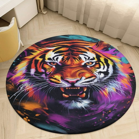Animals Lion Tiger Round Area Rugs for Bedroom Living Room, 6FT Soft ...