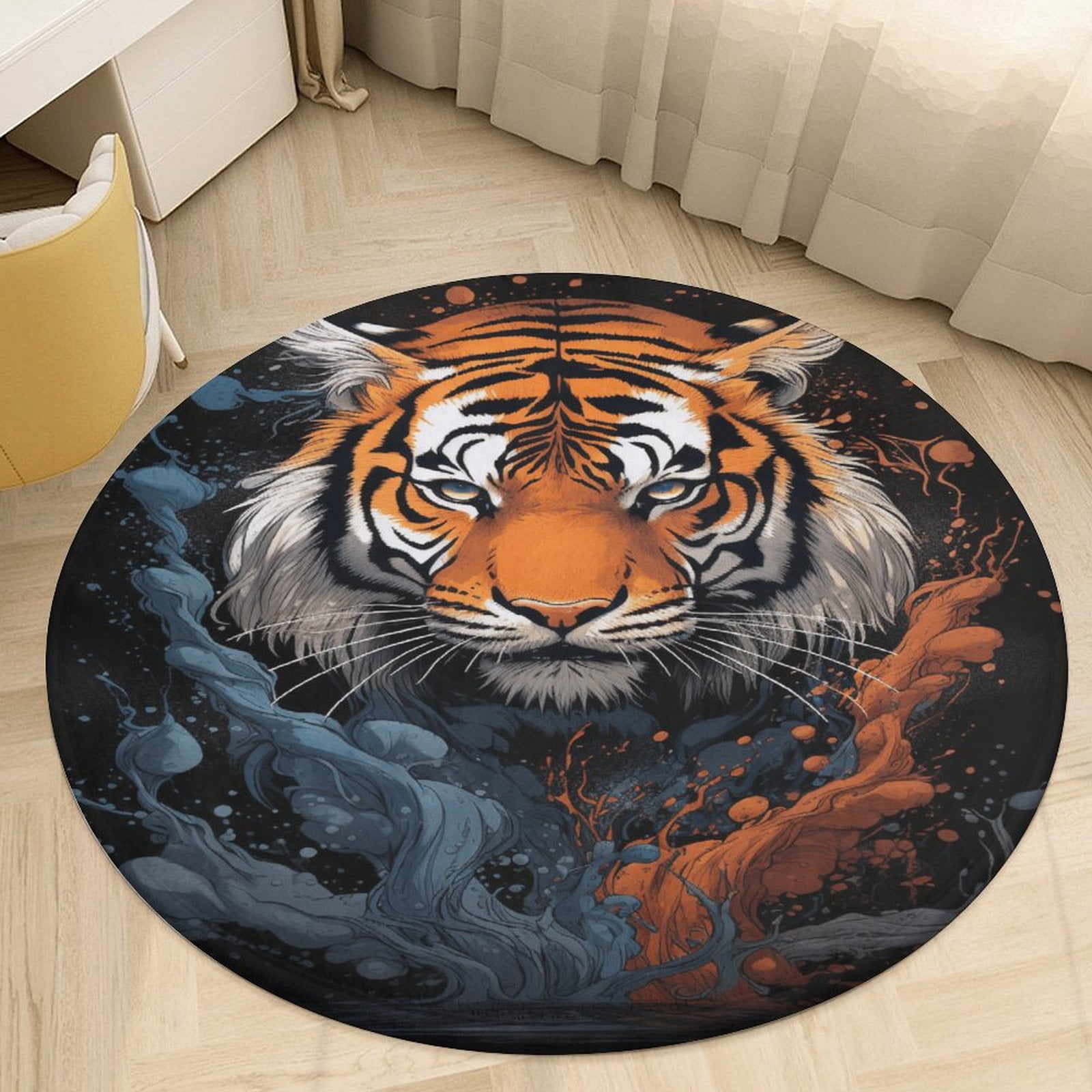 Animals Lion Tiger Round Area Rugs for Bedroom Living Room, 6FT Soft ...