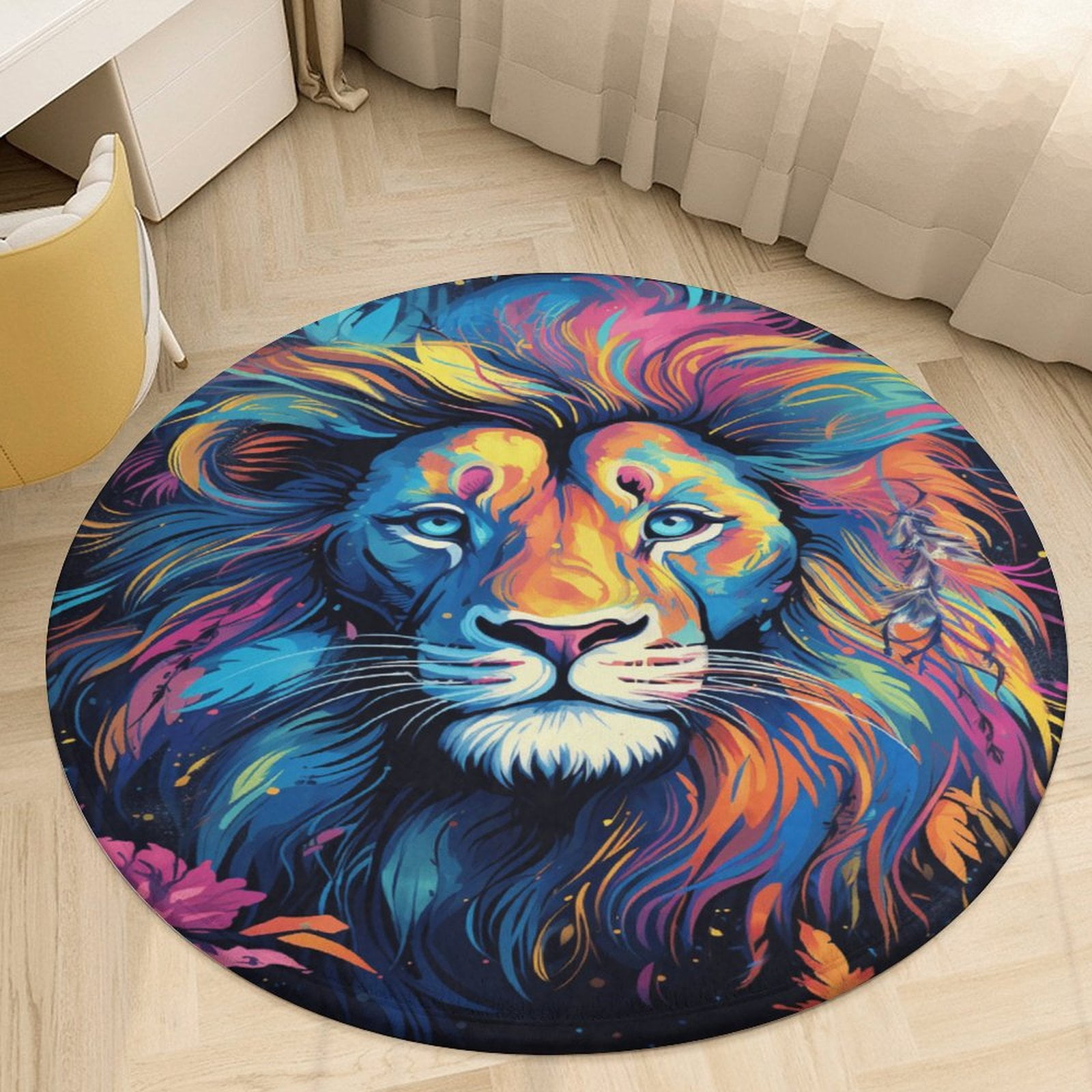 Animals Lion Tiger Round Area Rugs for Bedroom Living Room, 6FT Soft ...