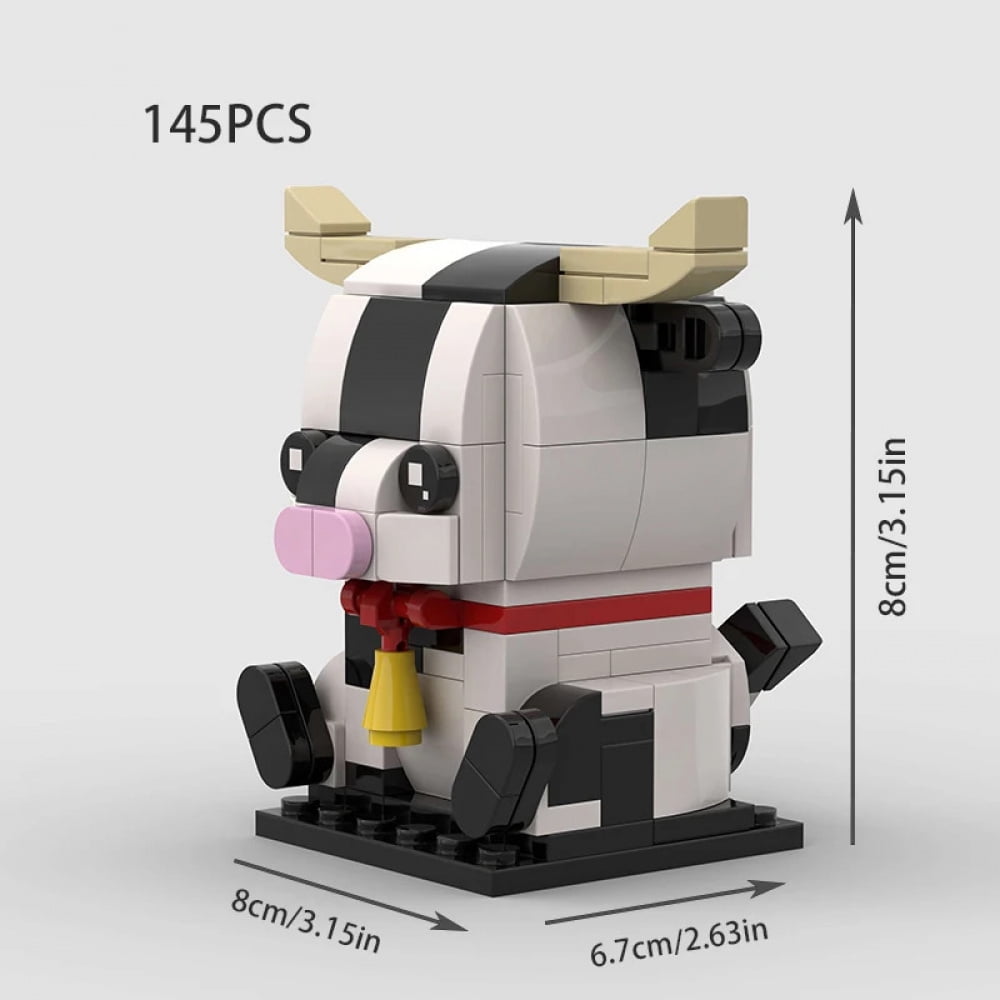 Animals MOC Dairy Cow Brickheads Cute Creative DIY Desktop Decor ...