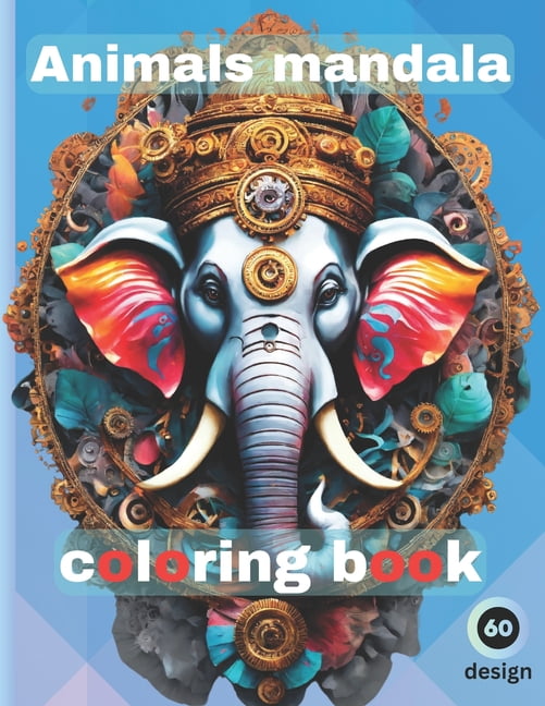 Animals Mandala Coloring Book Stress Relief And Relaxation, (Paperback ...