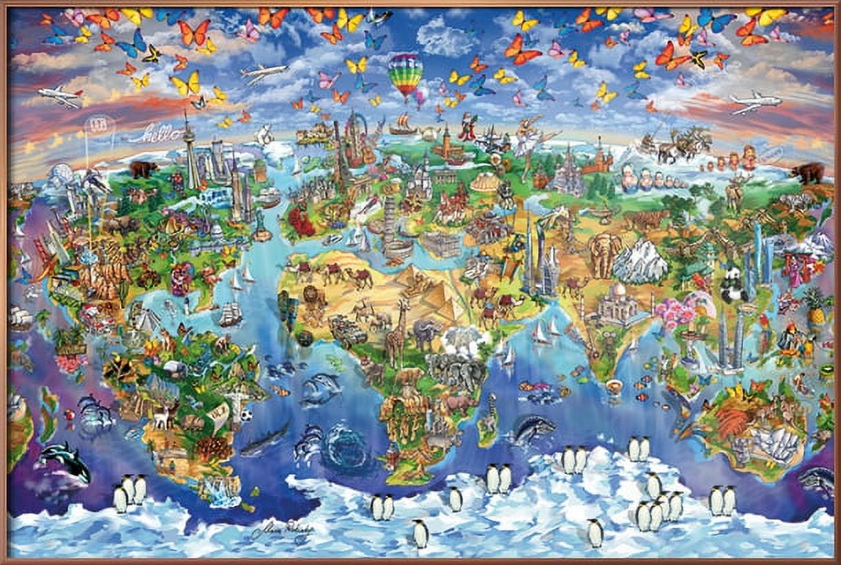 Animals - Map Of The World - Where Do Which Animals Live - Framed ...