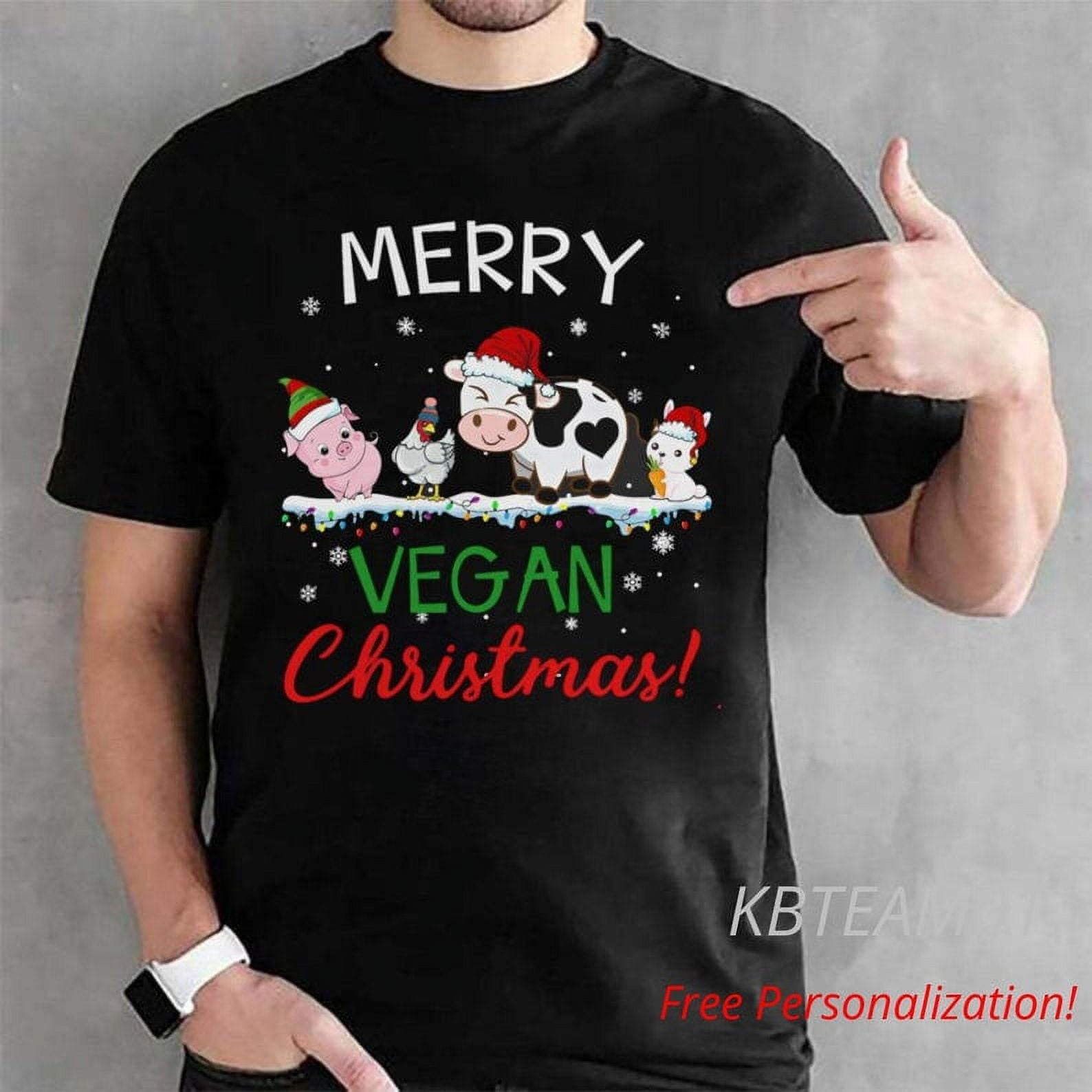 Animals Merry Vegan Christmas T-shirt Xmas Gift T-shirt - TMP, funny ...