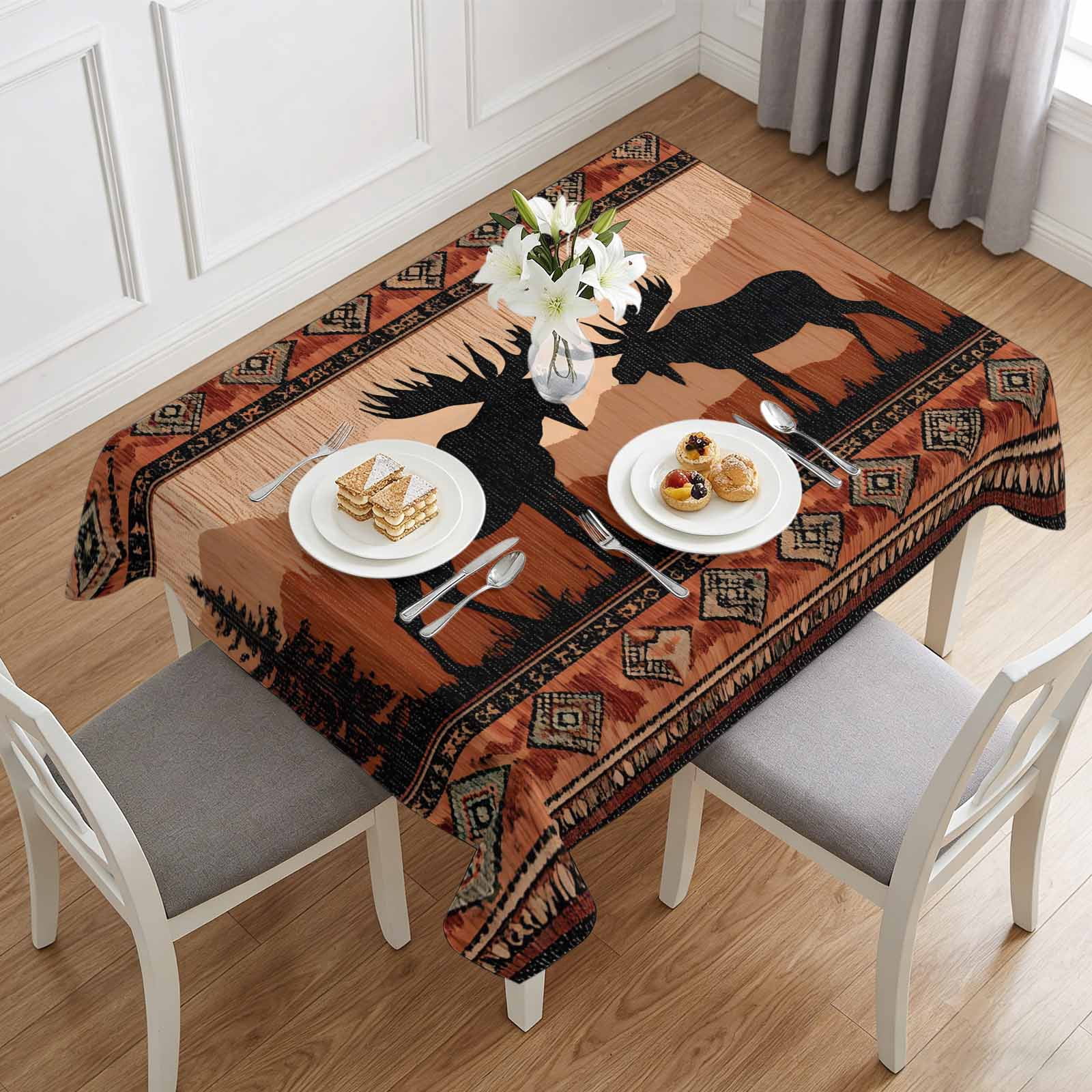Animals Moose Silhouettes Table Cloth 60x84in, Waterproof Rectangle ...