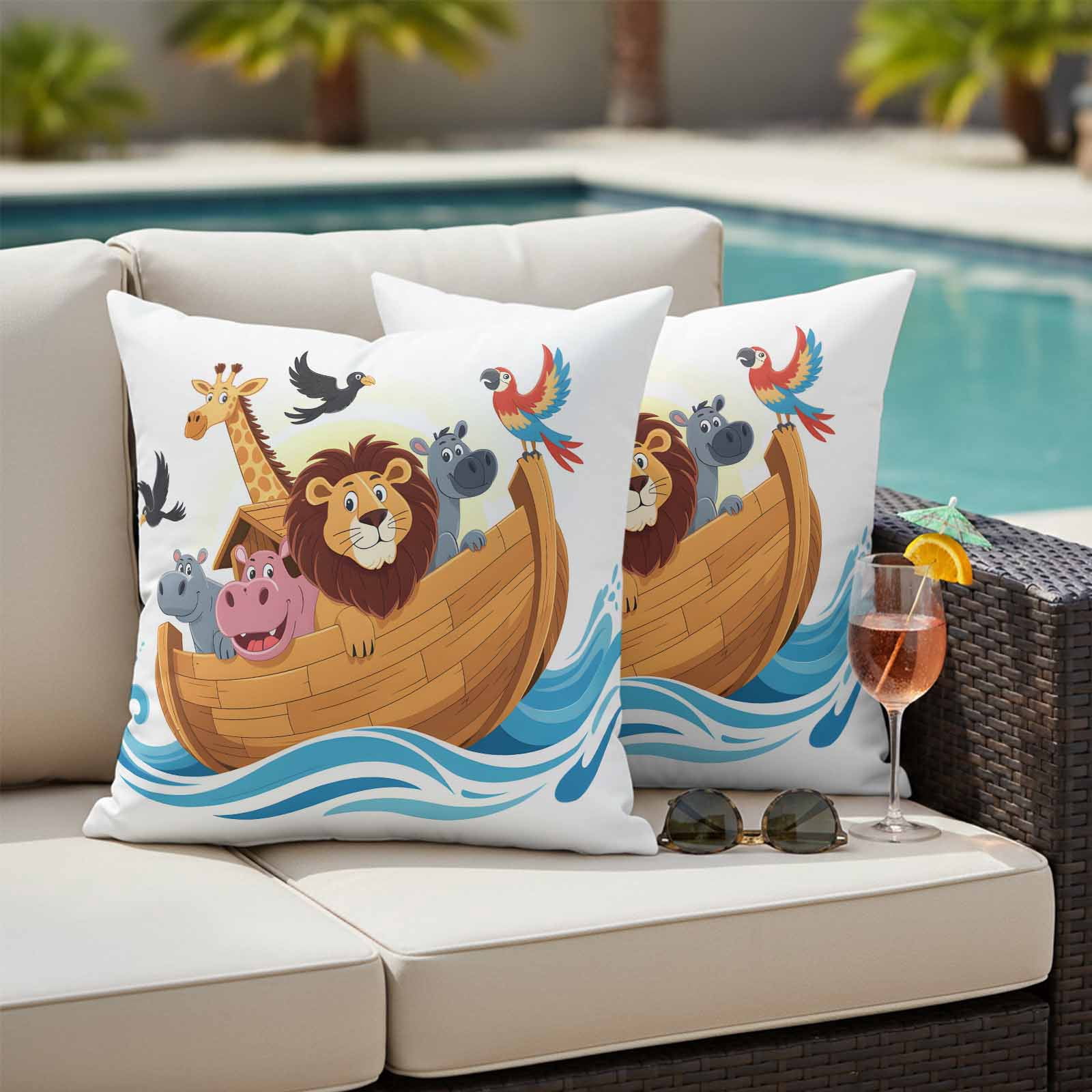 Animals Nautical Outdoor Pillow Covers 16x16 Inch Throw Pillow Covers ...