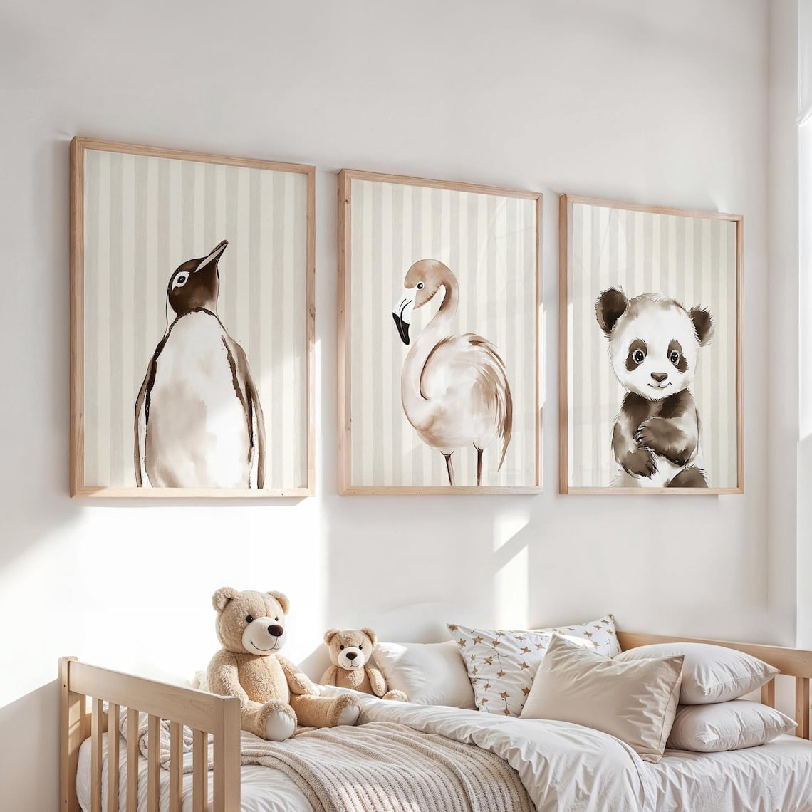 Animals Nursery Baby Room Gender Neutral Penguin Panda Flamingo Cute ...