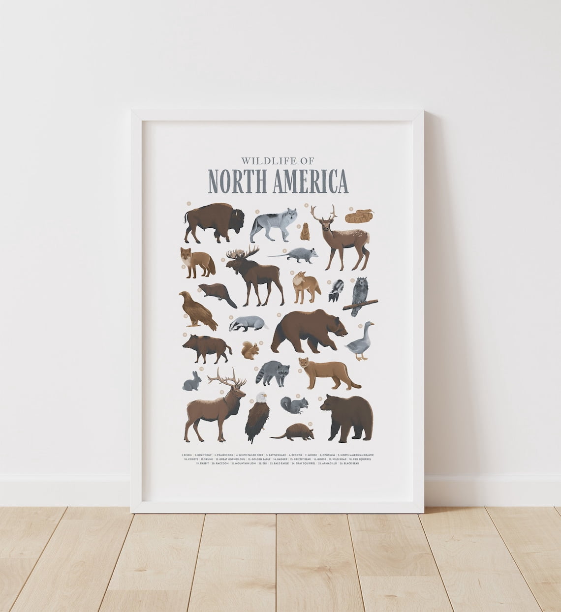 Animals Of North America Posterwoodland Nursery Decor Room Educational ...