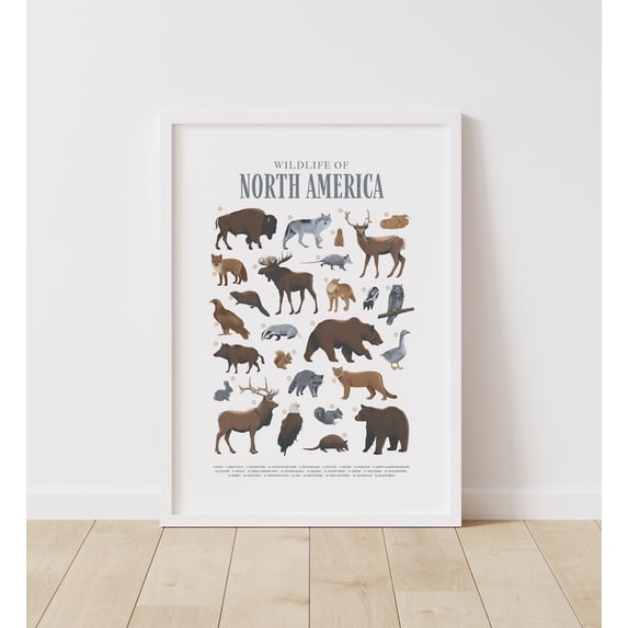 Animals Of North America Posterwoodland Nursery Decor Room Educational ...