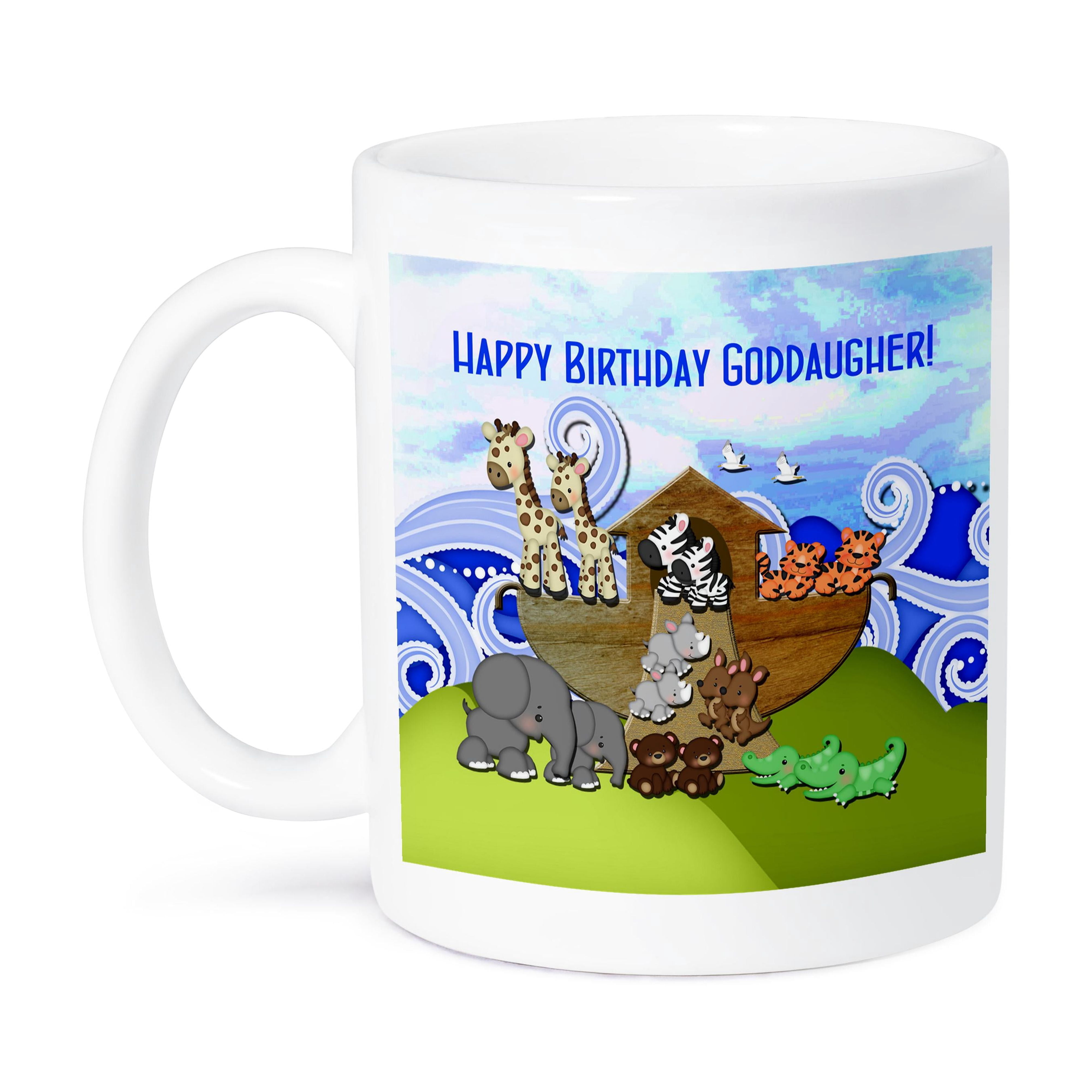 Animals On Ark, Happy Birthday Goddaughter, Block Font, 11oz Mug ...