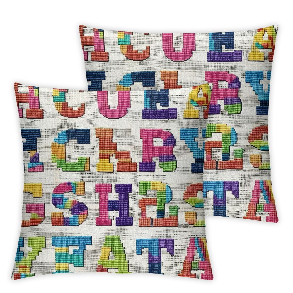 with Animals Pillow Cases Cute ABC Letters Colorful Throw Pillow Covers ...