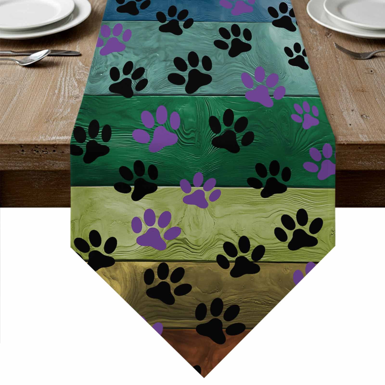 Animals Pow Table Runner Linen Burlap Table Runner 60 Inches Long ...