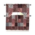Animals Print Plaid Kitchen Curtains Sets 36 Inch Length with Valance ...