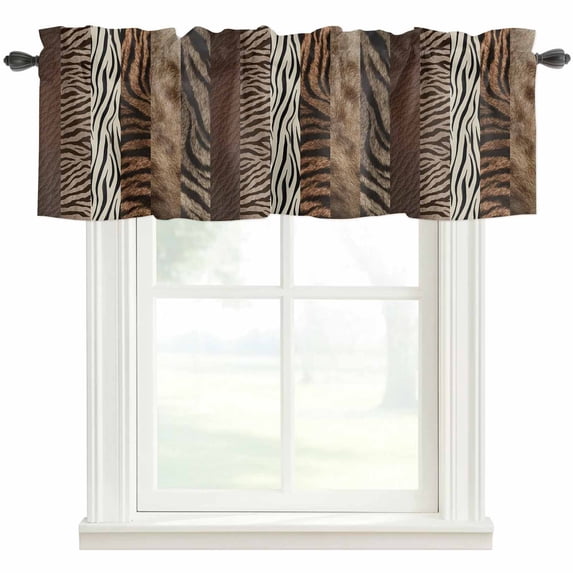 Animals Printed Striped Valances for Windows Farmhouse Kitchen Curtains ...