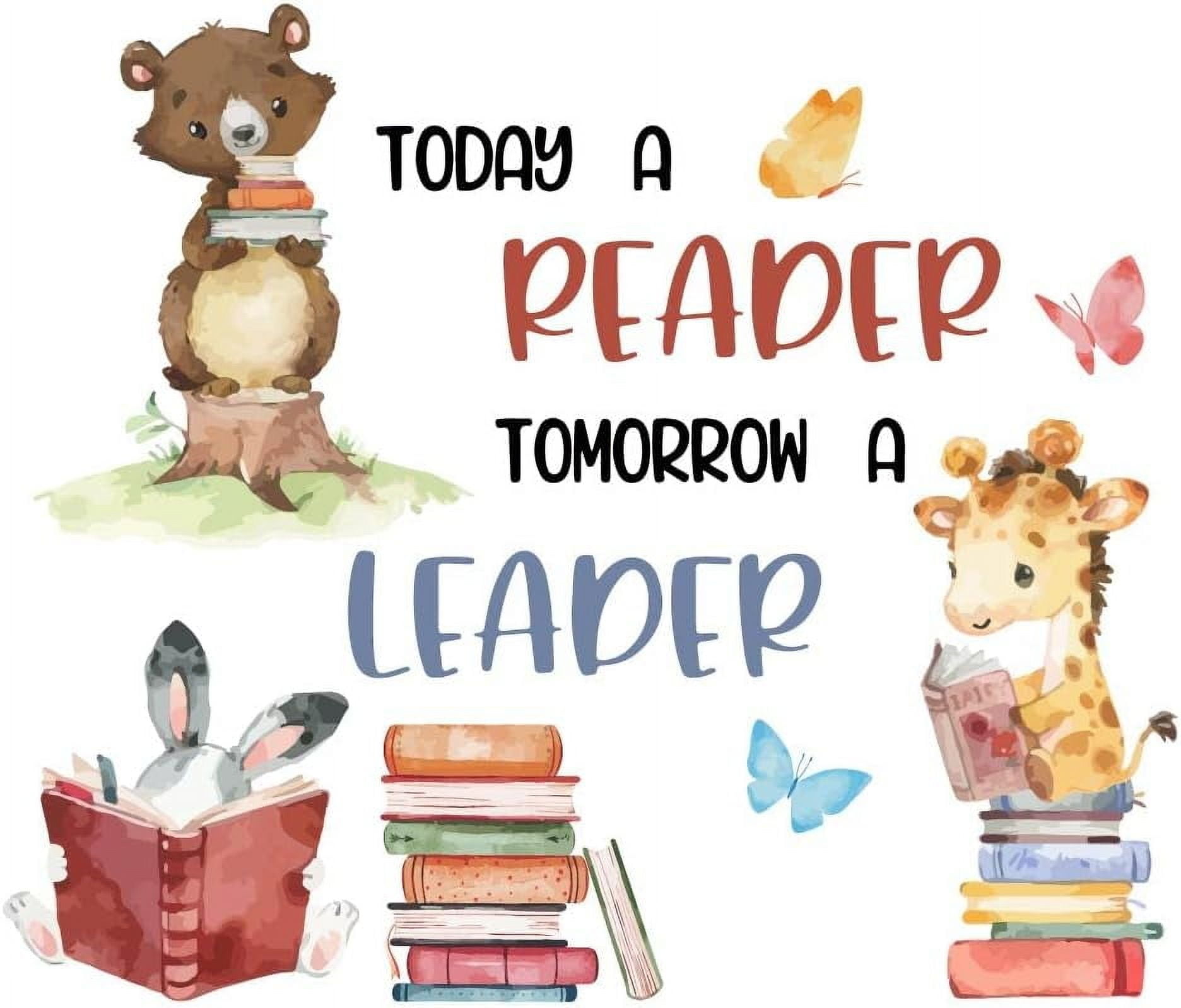 Animals Reading Wall Decal - Inspirational Quotes Today a Reader ...