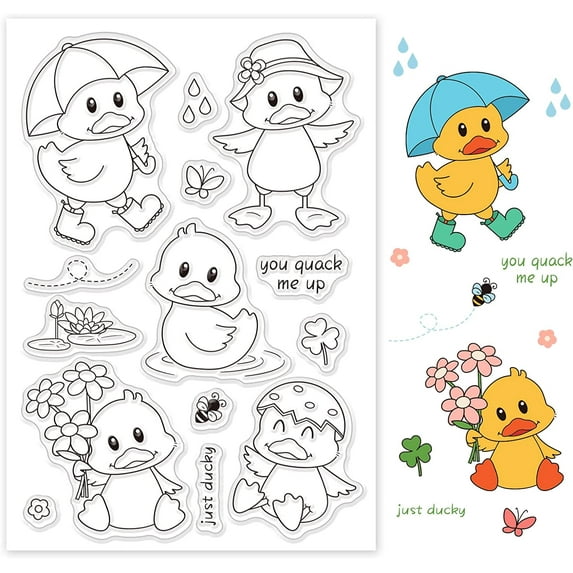 Animals Silicone Clear Stamps Ducks Transparent Stamp for Birthday Easter Valentine's Day Cards ...