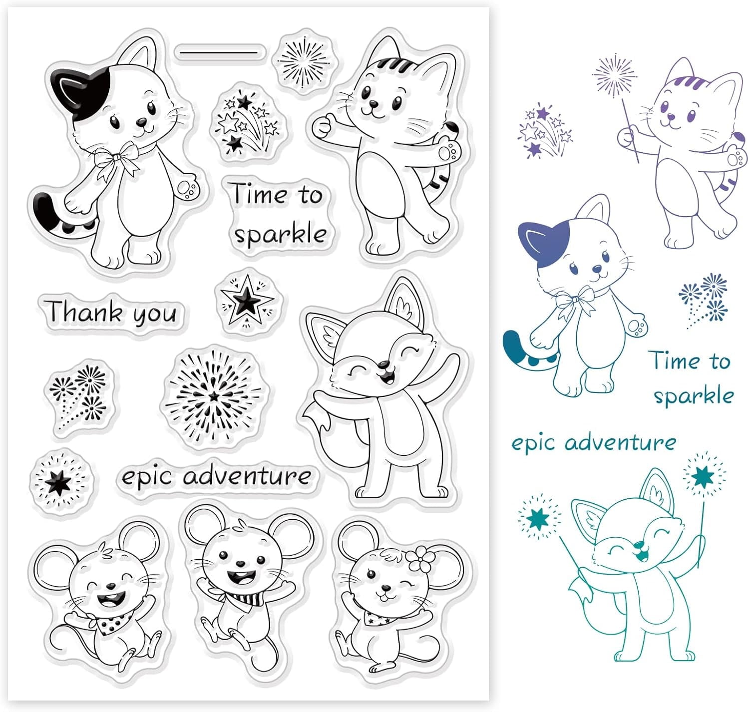 Animals Silicone Clear Stamps Transparent Stamps for Birthday Valentine ...