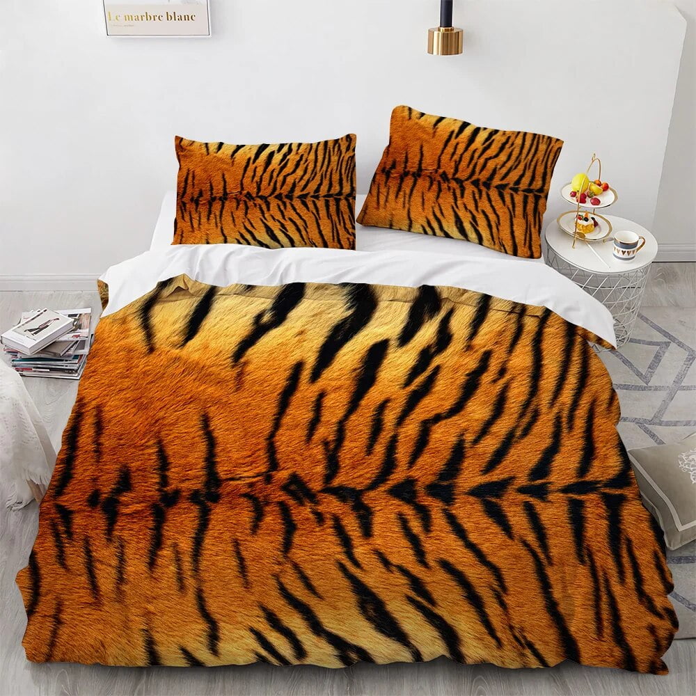 Animals Skin Texture Duvet Cover Set Tiger Snake Leopard 3D Print King ...