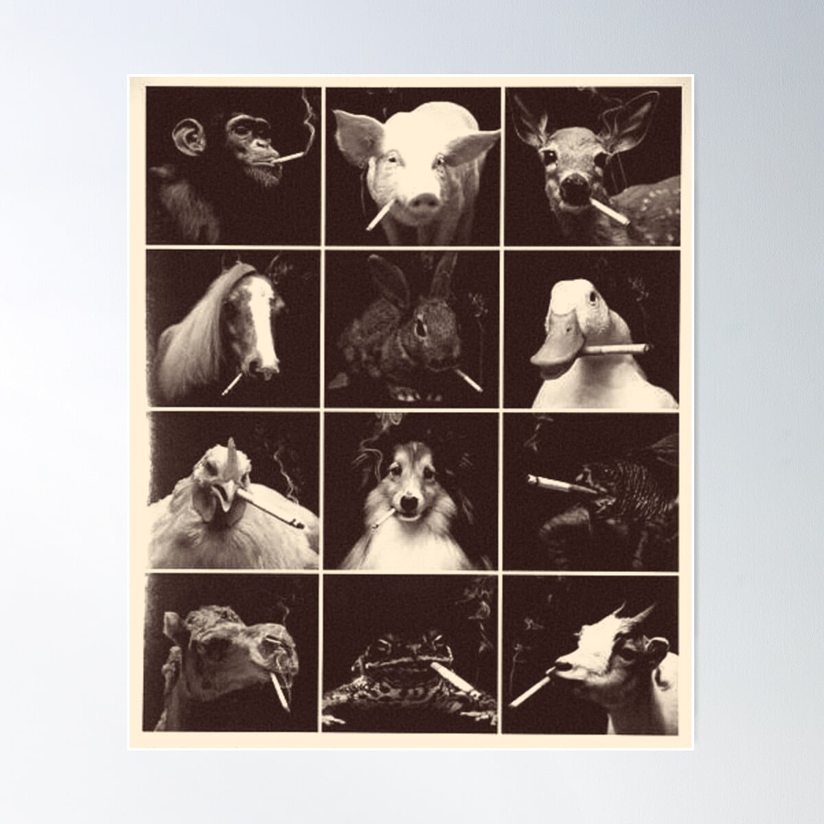 Animals Smoking Poster Wall Art, Modern Wall Decor For Living Room ...