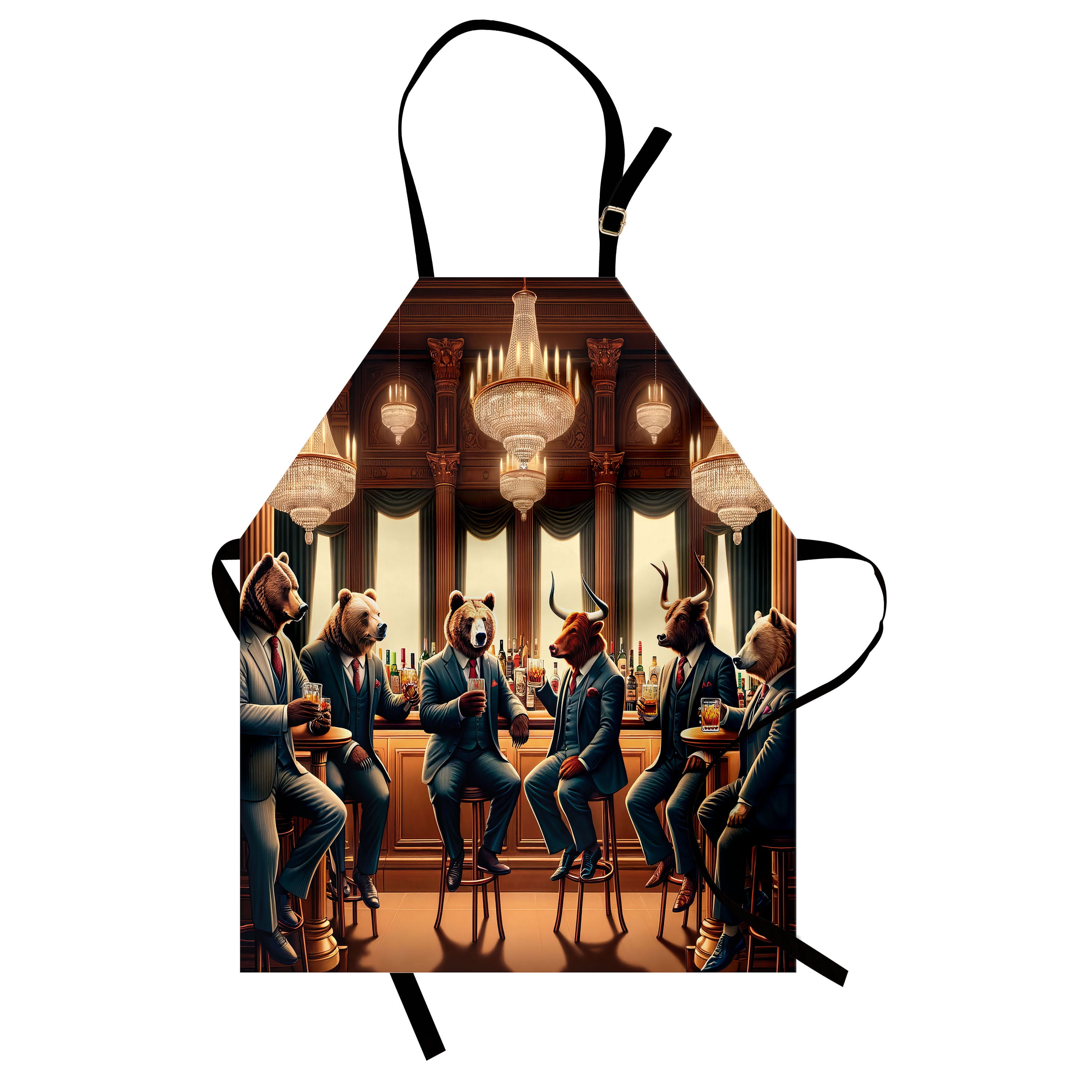 Animals in Suits Apron, Anthropomorphism Themed Gentleman Wild ...