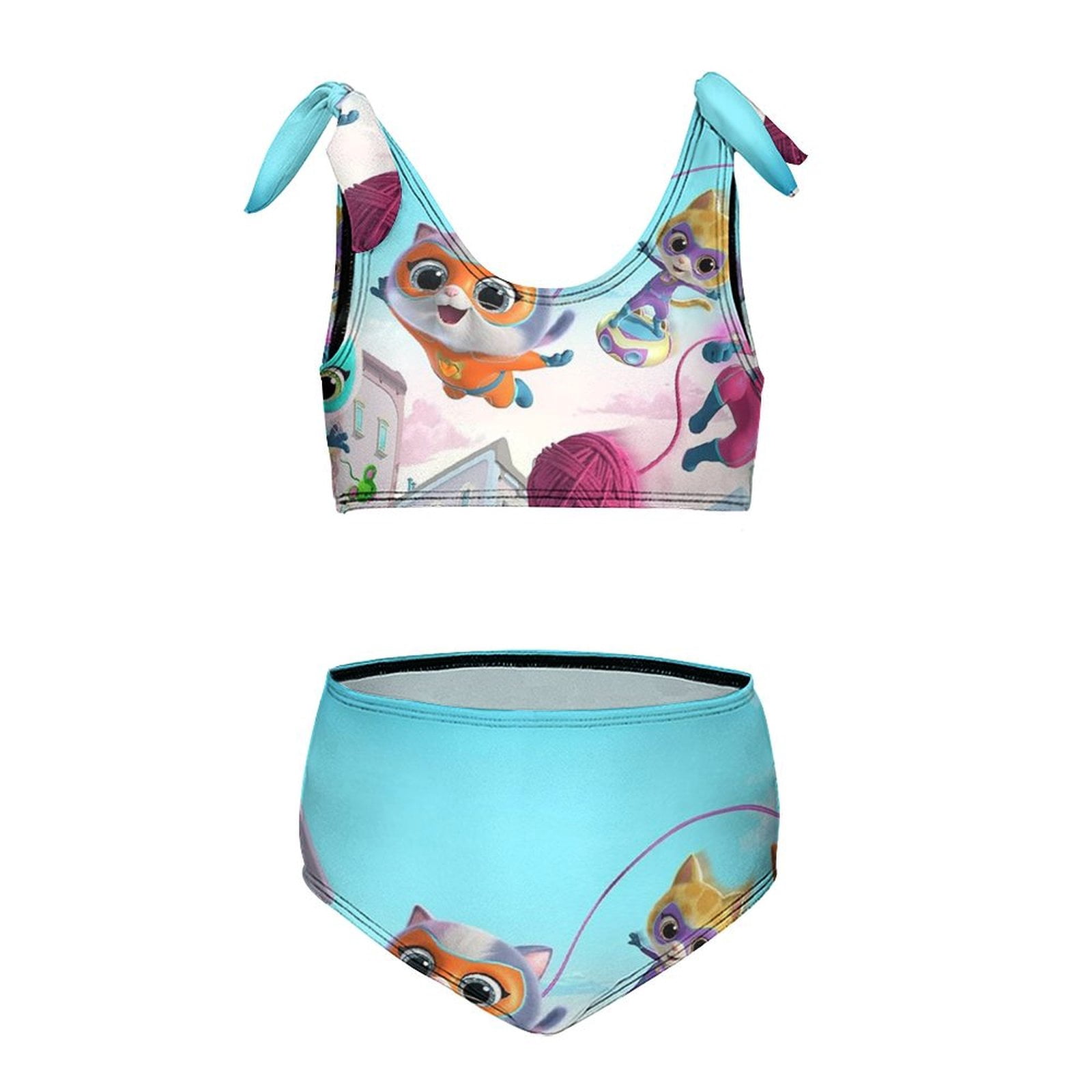 Animals Superkitties Girls Swimsuits Set 2pcs Summer Holiday Bathing ...