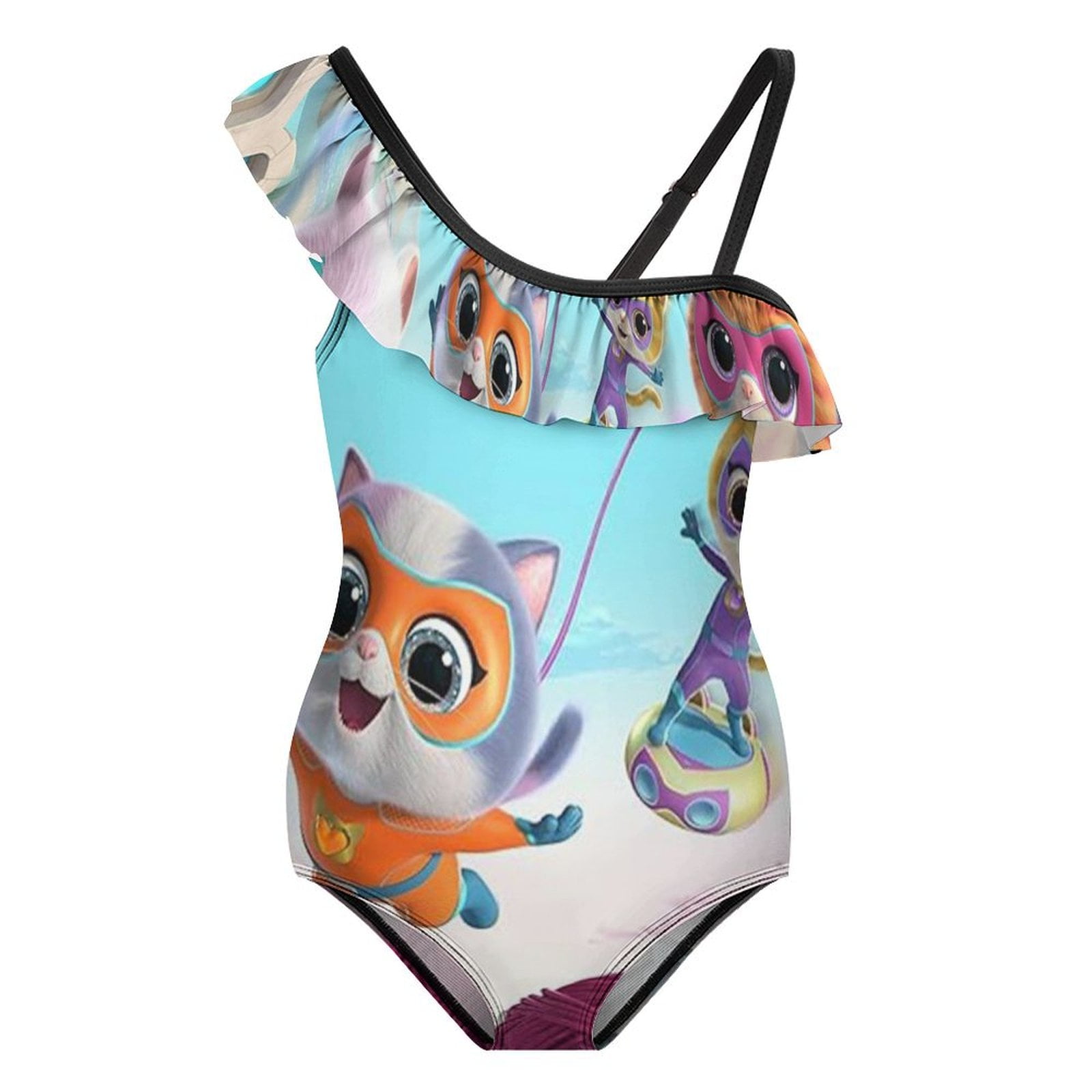 Animals Superkitties Kids Swimsuit Swimwear Adjustable One Shoulder ...