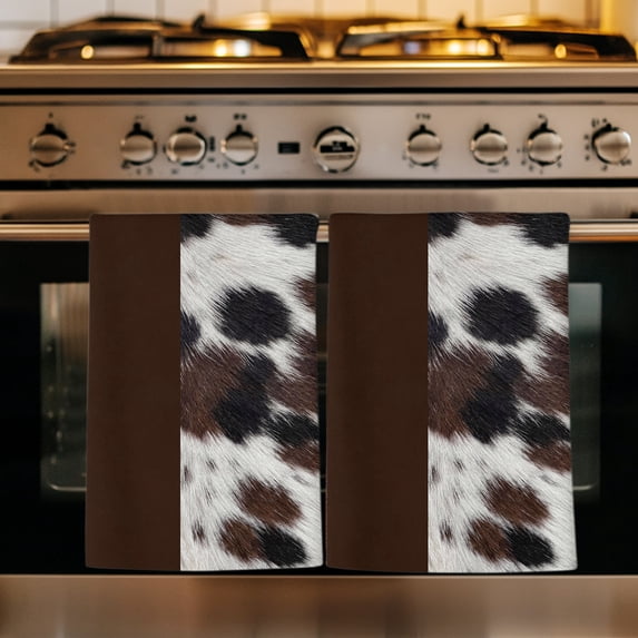 Animals Texture Kitchen Towels Set of 4, Country Farmhouse Brown Black ...