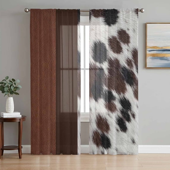 Animals Texture Sheer Curtains 84 Inch Length 2 Panels Set, Country ...