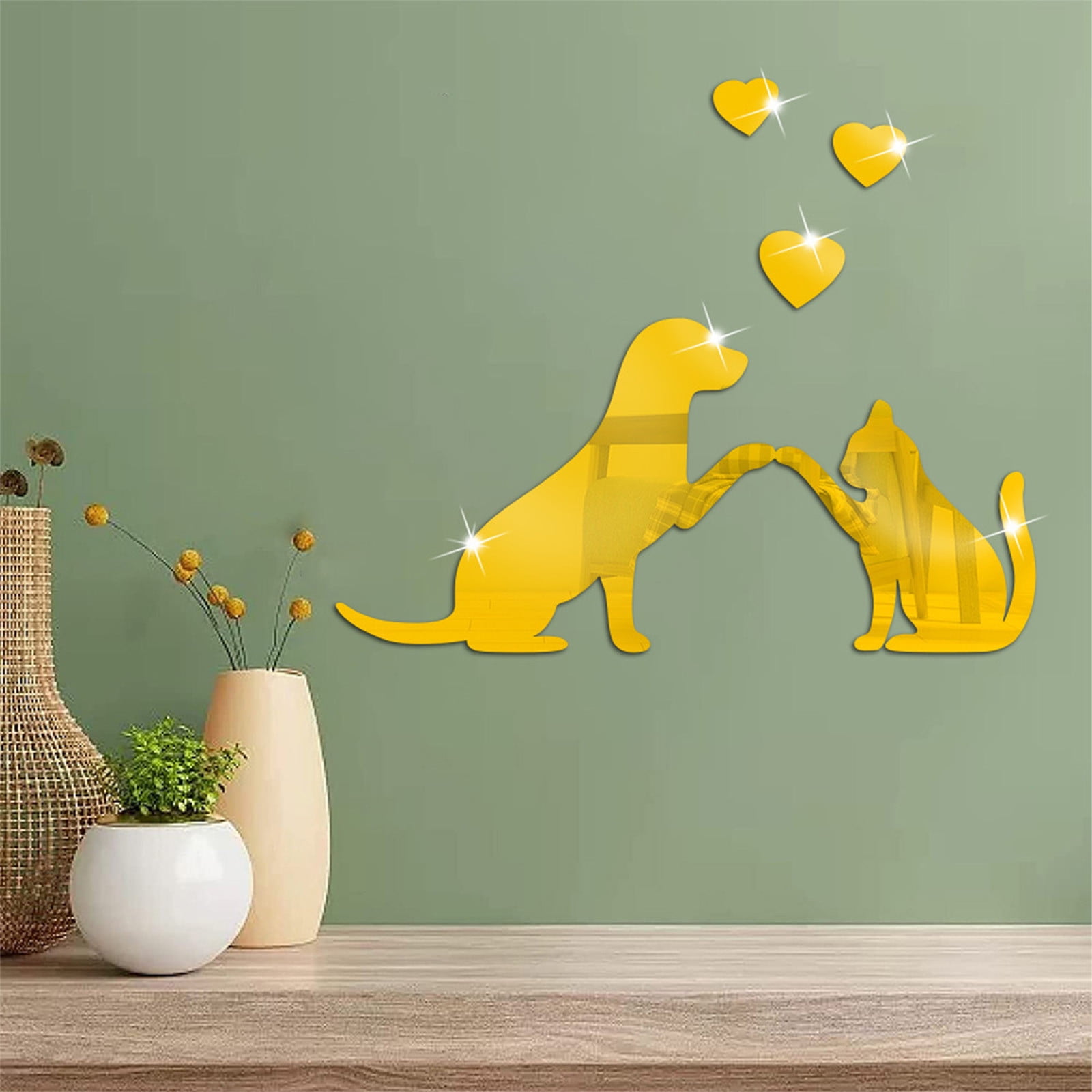Animals Theme Acrylic Mirror Wall Decor Stickers Removable Dog DIY ...