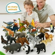 Vive Comb 53 Piece Plastic Animal Toys, Jungle and Zoo Playset with ...