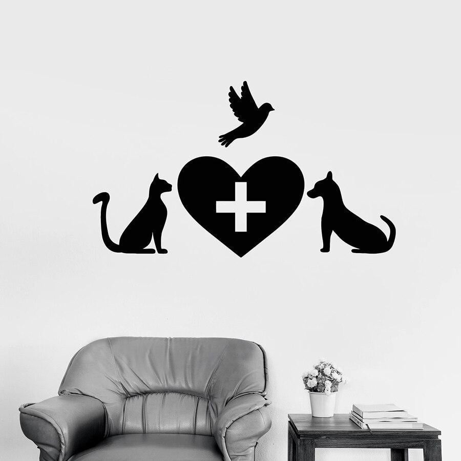 Animals Wall Decal Veterinary Clinic Pets Logo Signboard Vinyl Window ...