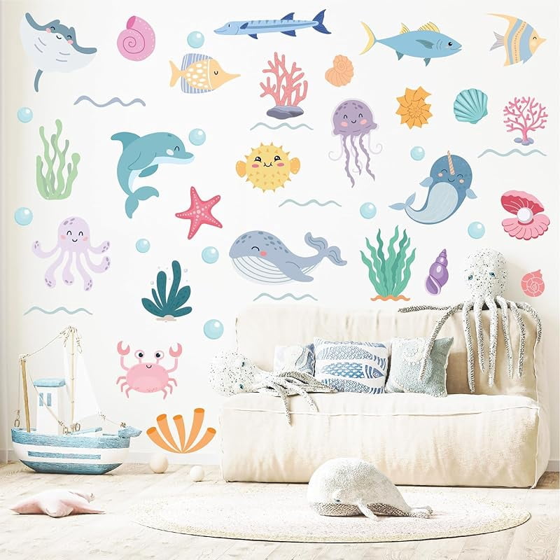 Animals Wall Decals, Cute Safari Wall Stickers for Baby Kids, Jungle ...