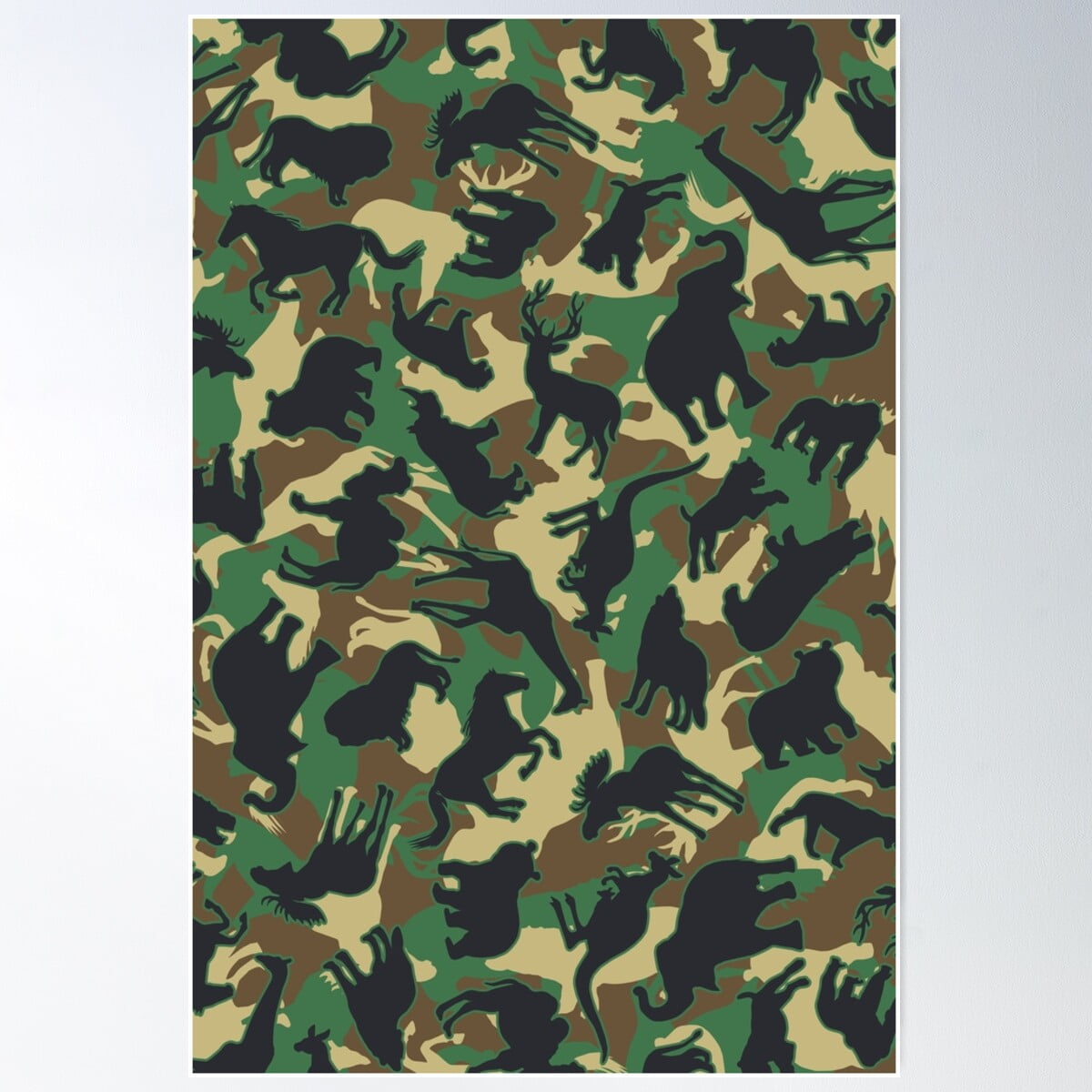 Animals Wild Animal Camo Forest Woodland Camouflage Pattern Poster Wall ...