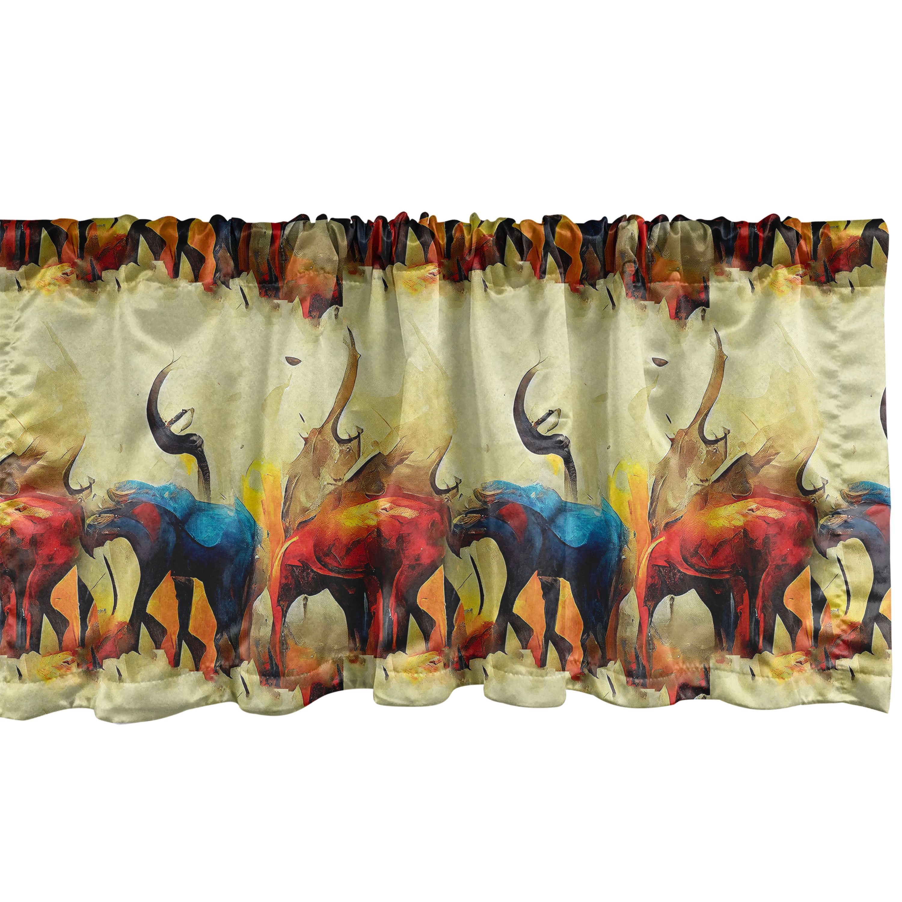 Animals Window Valance, Ancient Mural Inspired Oil Painted Like ...