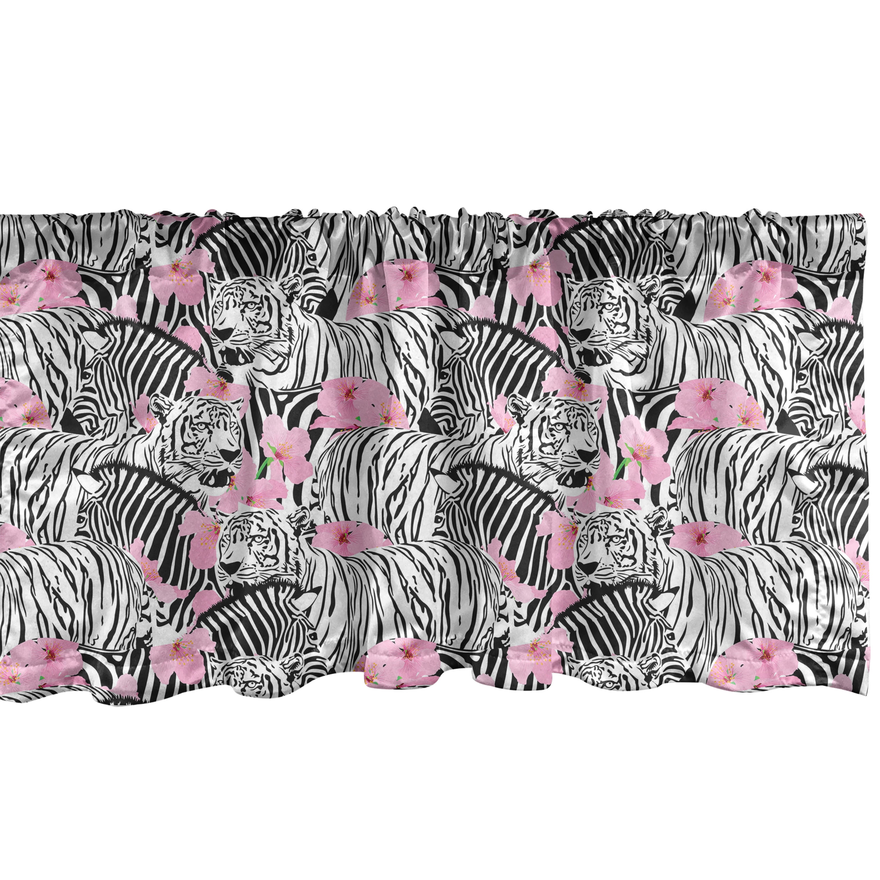 Animals Window Valance, Exotic Inspired Psychedelic Zebra and Tiger ...