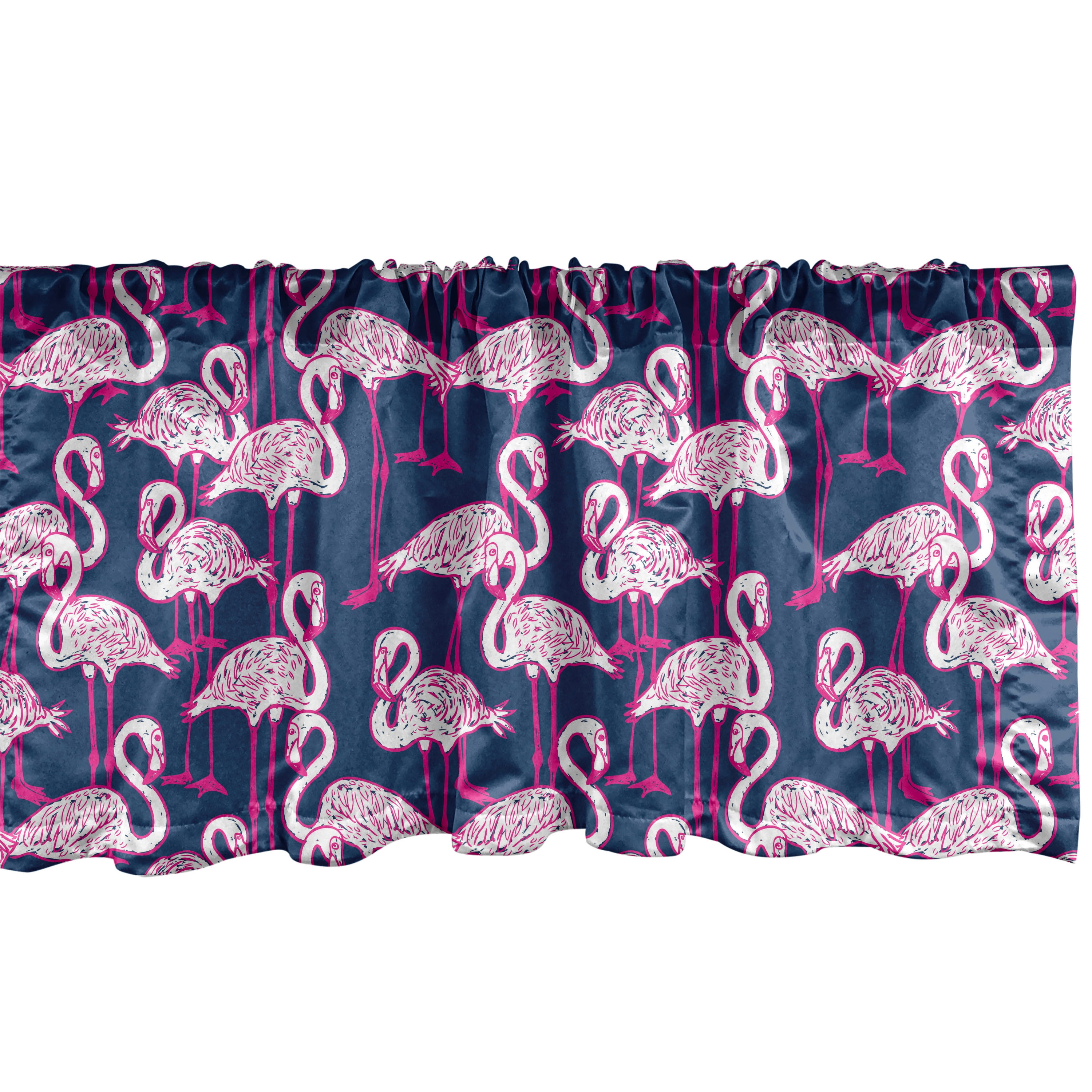 Ambesonne Animals Valance Pack of 2, Cartoon Exotic Flamingos, 54"X12 ...